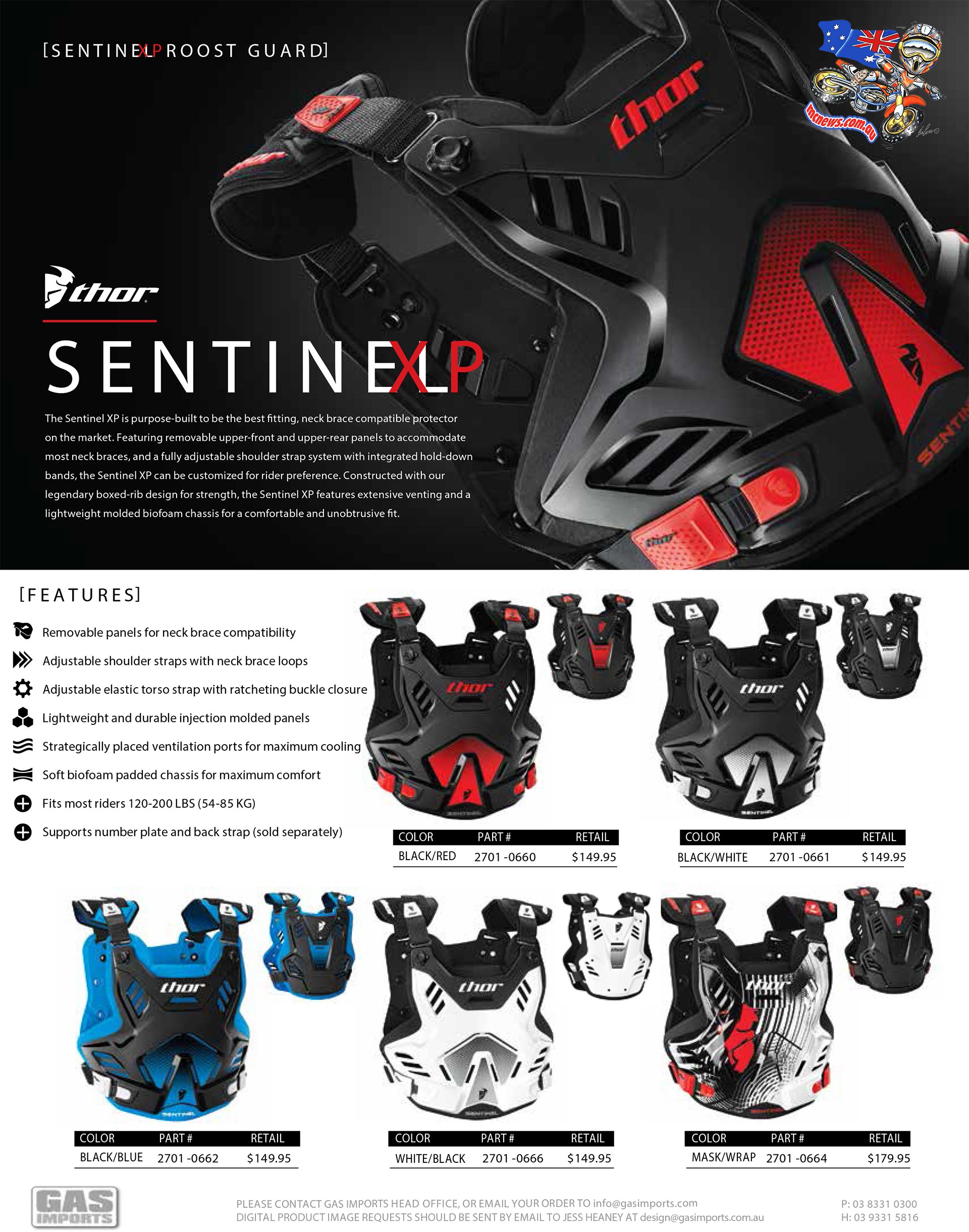 THOR Sentinel neck brace compatible XLP protection