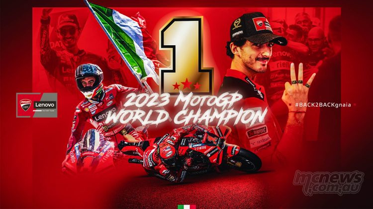 Ducati and Pecco Bagnaia celebrate MotoGP World Championship victory | MCNews