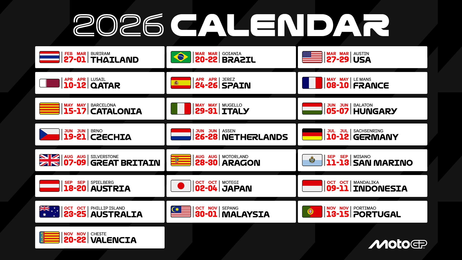 2026 MotoGP Calendar | MCNews
